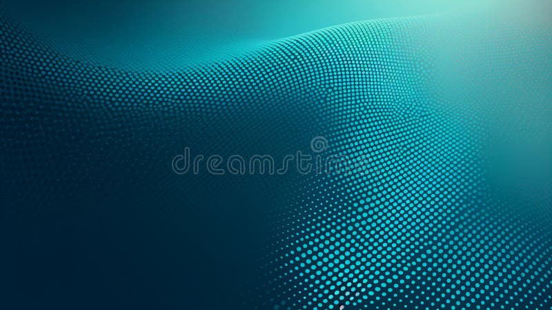 Abstract 3d Teal Blue Flow Wave on Dark Background. Digital Data ...