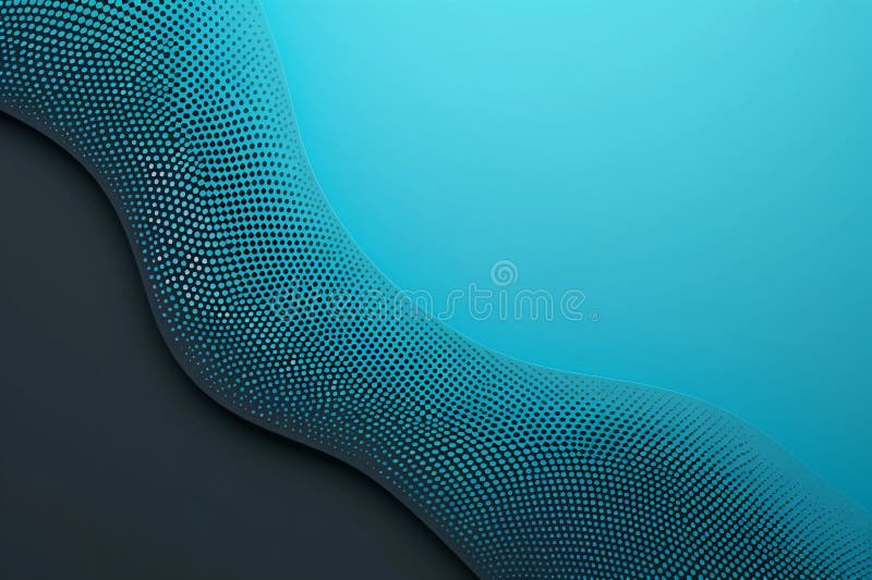 Abstract 3d Teal Blue Flow Wave on Dark Background. Digital Data ...