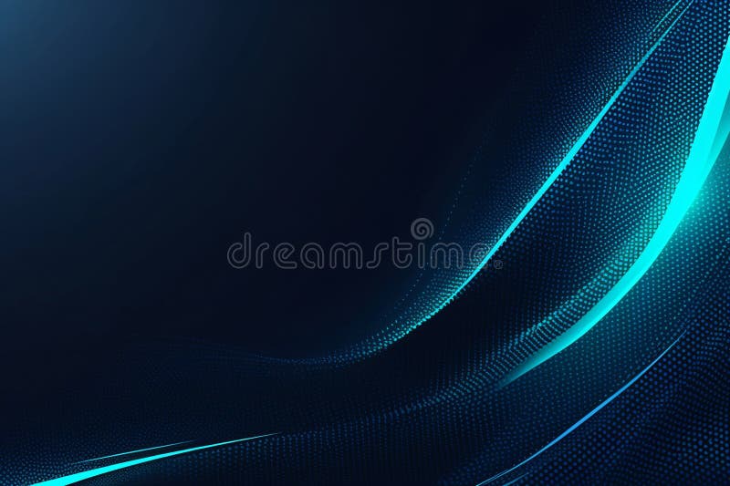 Abstract 3d Teal Blue Flow Wave on Dark Background. Digital Data ...