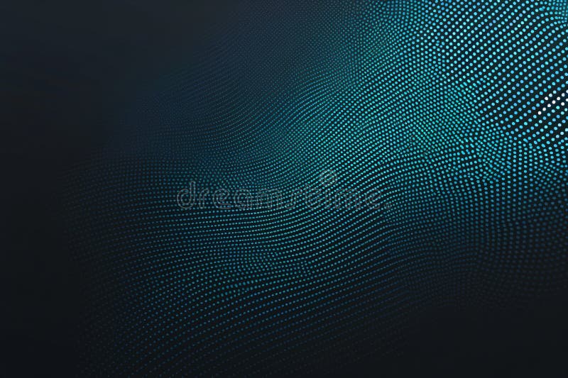 Abstract 3d Teal Blue Flow Wave on Dark Background. Digital Data ...