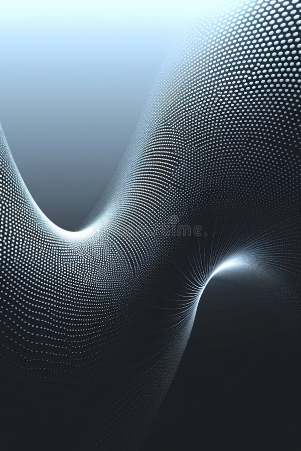 Abstract 3d Teal Blue Flow Wave on Dark Background. Digital Data ...