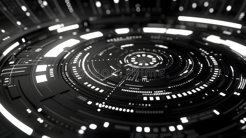 Abstract 3D Tech Background: Circular HUD Design Stock Illustration ...