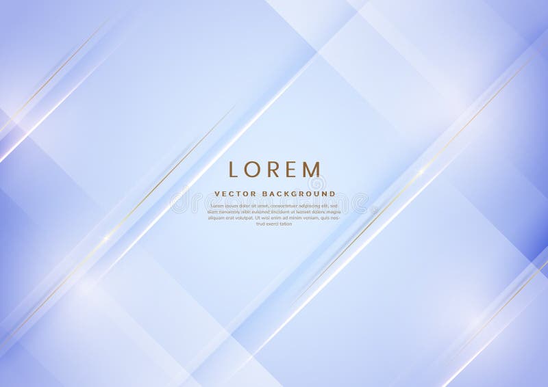 Abstract 3d Template Light Blue Background with Gold Lines Diagonal ...