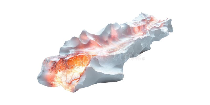Abstract 3D Terrain with Glowing Lava Flow. Geological and Volcanic ...