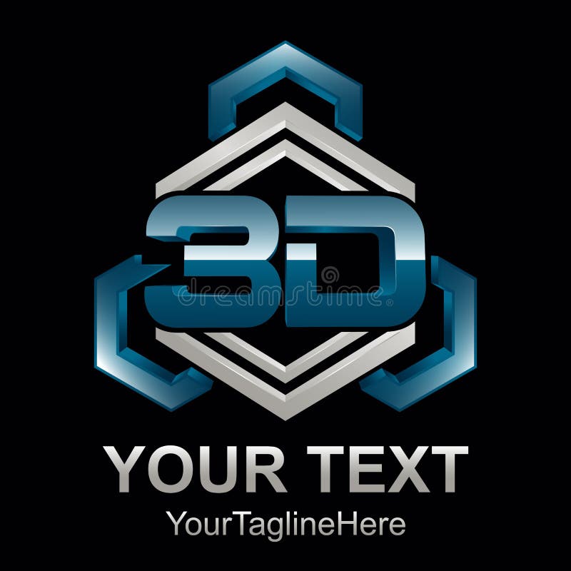 Abstract 3d Text Shape Vector Icon Logo Illustration. 3d Shape ...