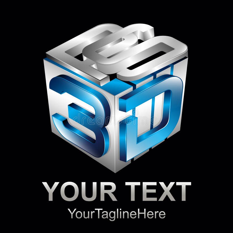 Abstract 3d Text Shape Vector Icon Logo Illustration. 3d Shape ...