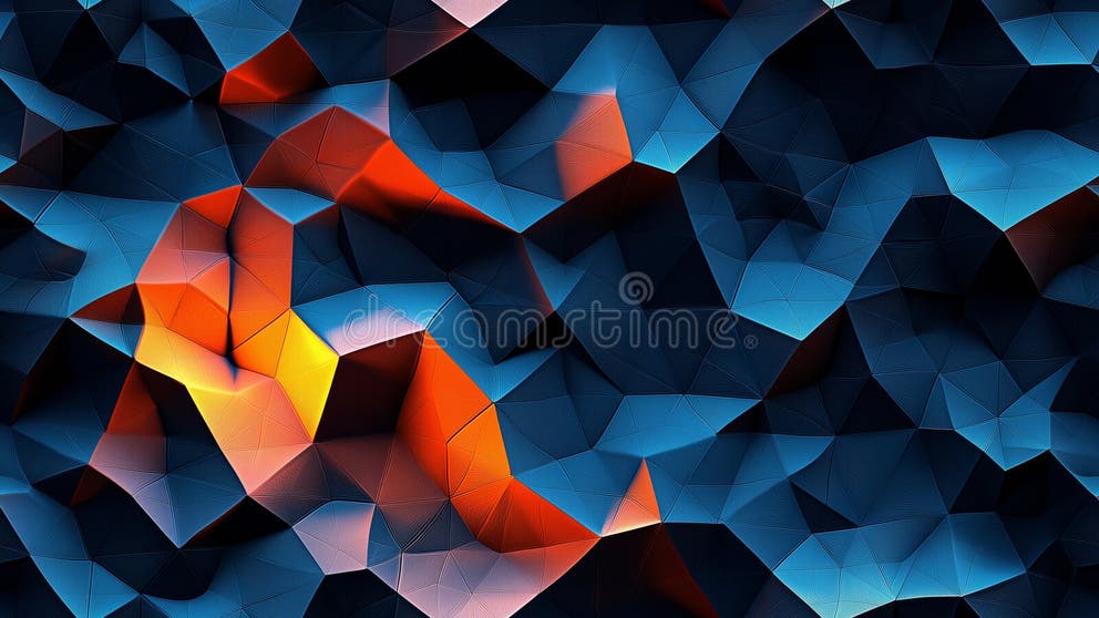 Abstract 3D Geometry with Faceted Planes and Cobalt-orange Lighting ...