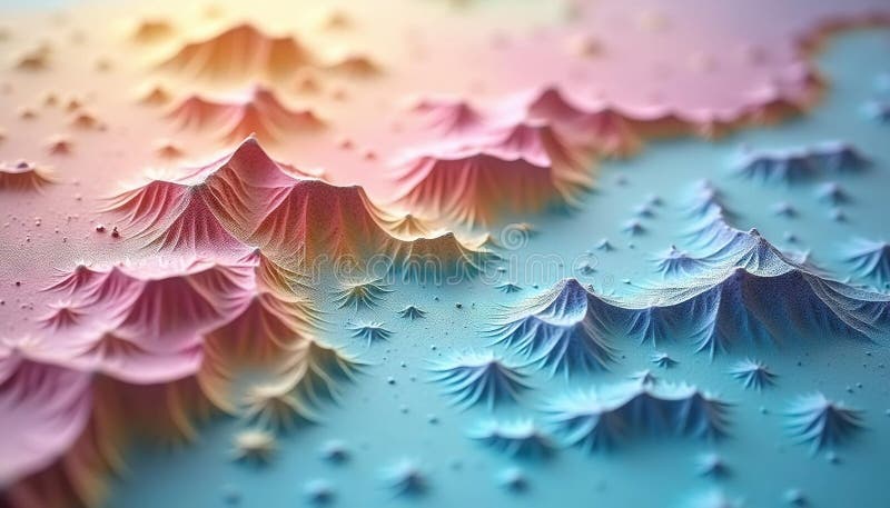 Abstract 3D Topographic Map with Mountain Formations in Soft Pastel ...
