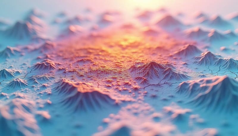 Abstract 3D Topographic Map with Mountain Formations in Soft Pastel ...