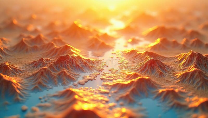 Abstract 3D Topographic Map with Mountain Formations in Soft Pastel ...