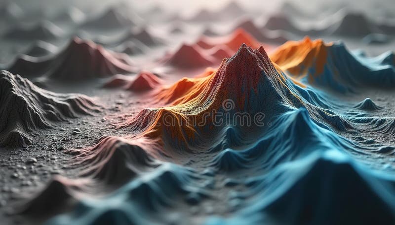 Abstract 3D Topographic Map with Mountain Formations in Soft Pastel ...