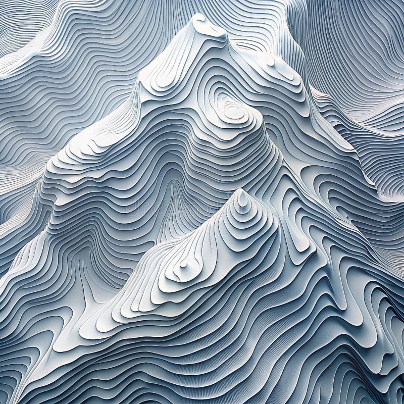 Abstract 3D Topographic Map Rendering of Layered Mountains in Cool ...