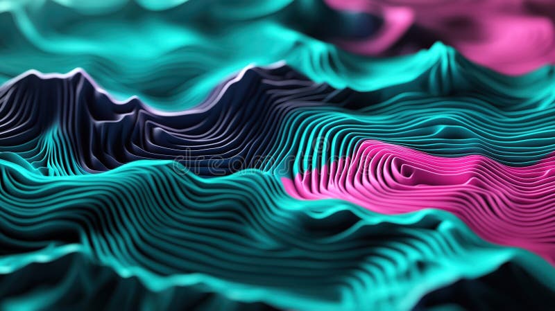 Abstract 3D Topographic Map Shows Colorful Wavy Lines. Colorful Terrain ...