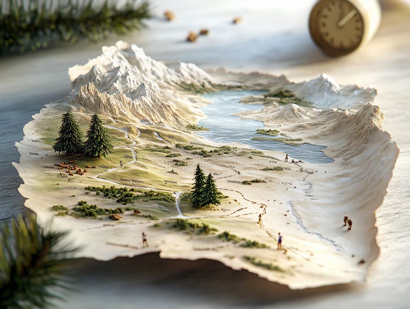 Abstract 3d Topographic Nature Landscape. 3D Rendering Detailed Map ...