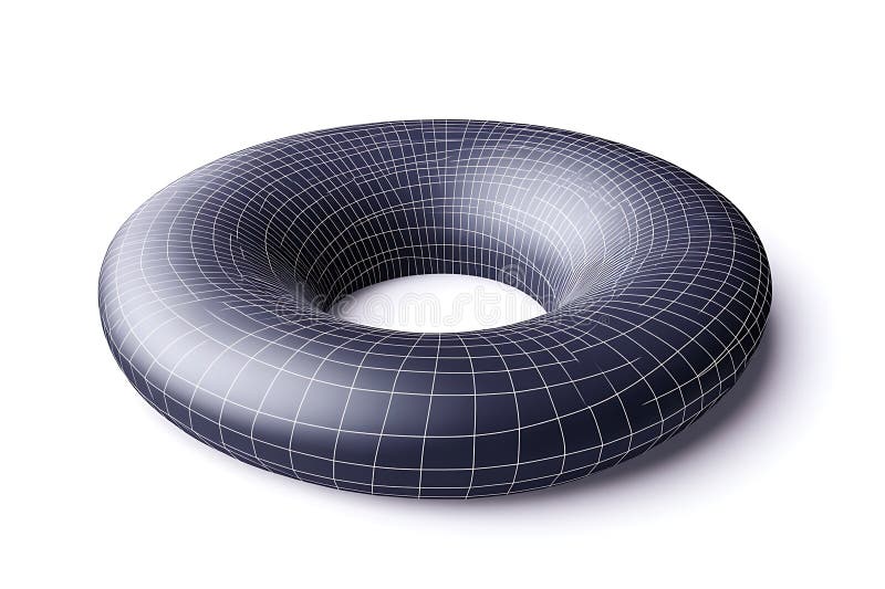 Abstract 3D Torus with Wireframe Grid Stock Illustration - Illustration ...