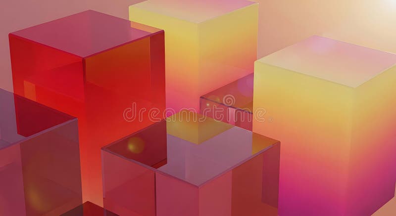 Abstract 3D Translucent Cubes Background Stock Illustration - Illustration of orange, futuristic ...