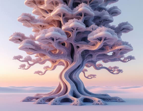 Abstract 3D Tree Built from Recursive Geometric Branches. Gradient ...