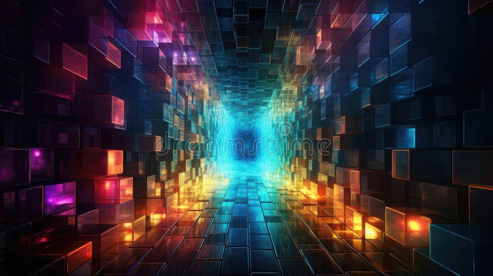 Color Cubes in Rectangular Shapes Flowing into One Direction. AI ...