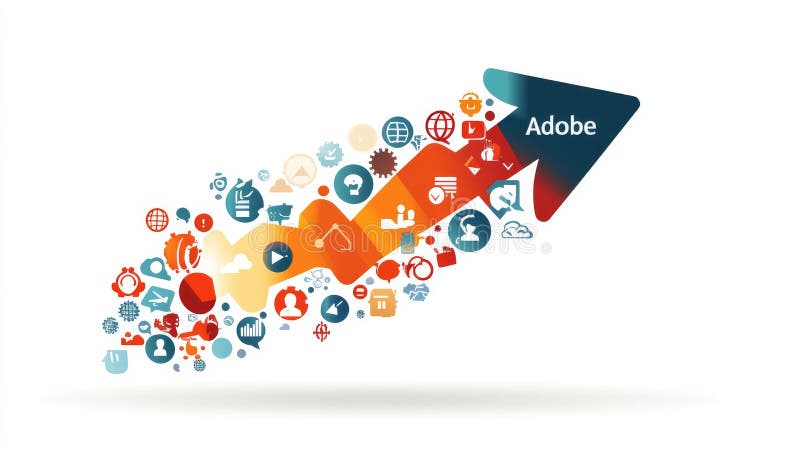 An Abstract 3D Upwards-pointing Arrow Surrounded by Geometric Shapes ...