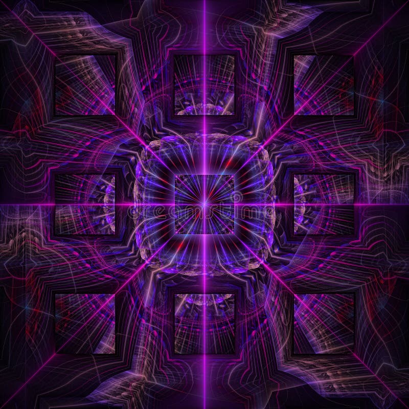 3d violet fractal pattern stock illustration. Illustration of circle ...