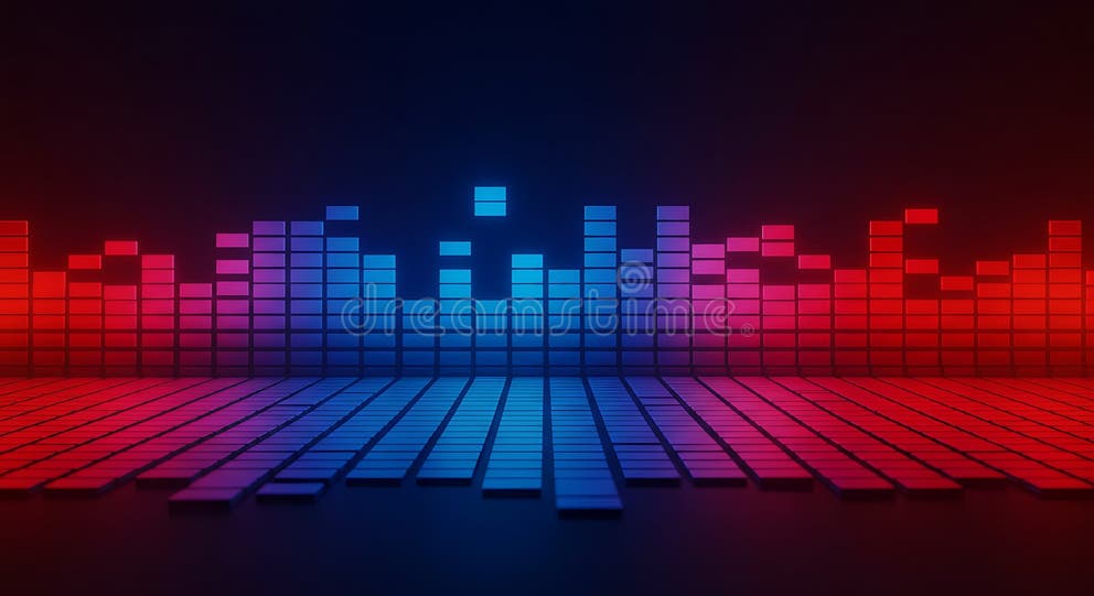 Abstract 3D Visualization of an Audio Equalizer Display. Vertical Bars ...
