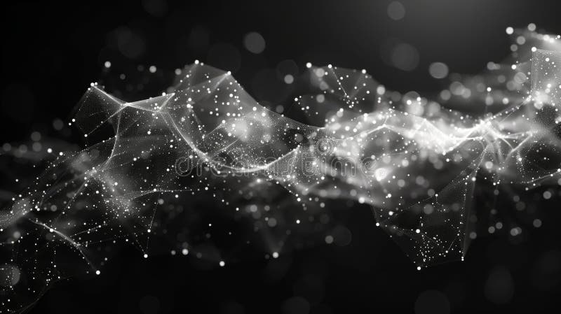 Abstract 3D Visualization of a Dynamic Particle Network Stock Illustration - Illustration of ...