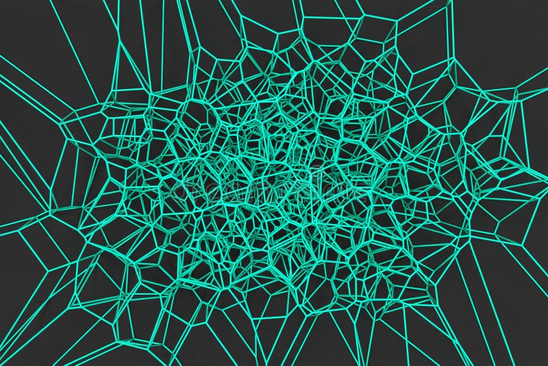 Abstract 3d Voronoi Lattice On Black Background Stock Illustration ...