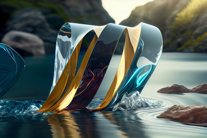 Abstract 3d Water Shapes. Generative AI Stock Illustration ...