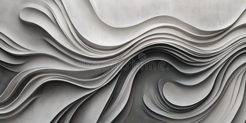 Abstract 3D Wave Pattern in Monochrome Tones with Flowing Curves Stock ...