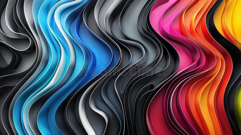 Abstract 3d Wave Pattern with Vibrant Colors, Digital Art. Modern ...