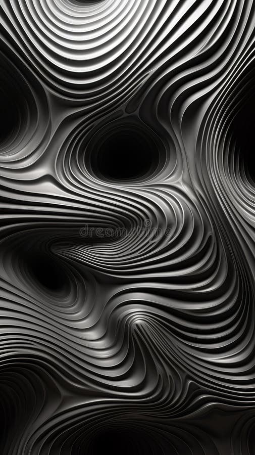 Abstract 3d Wave Texture in Black and White Stock Illustration ...