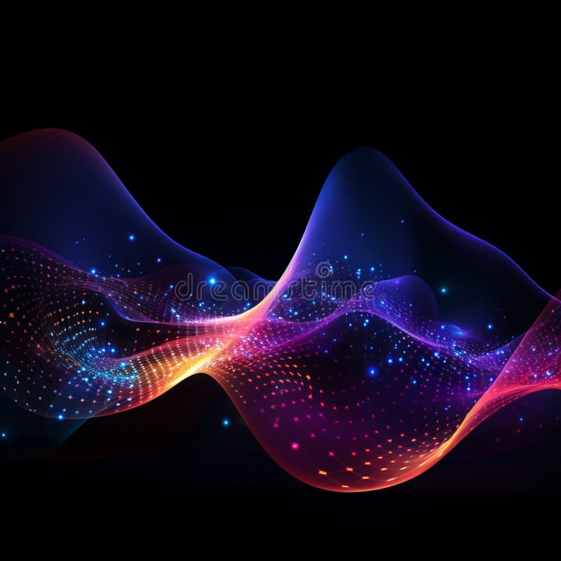 Abstract 3D Wavy Flowing Curve Pattern with Dot Particles Stock ...