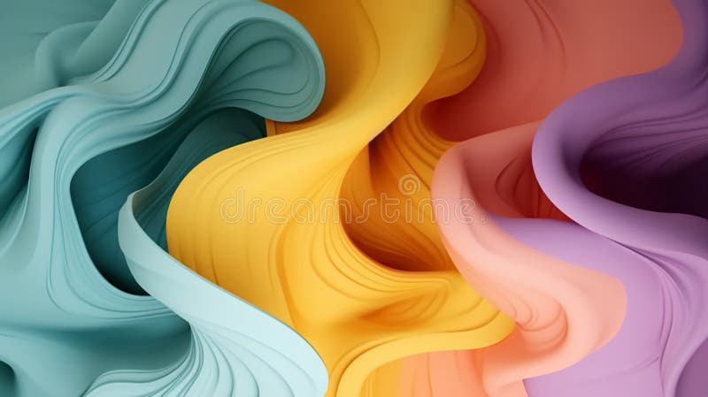 Abstract 3D Wavy Liquid Background. Multicolored Wavy Surface Stock ...