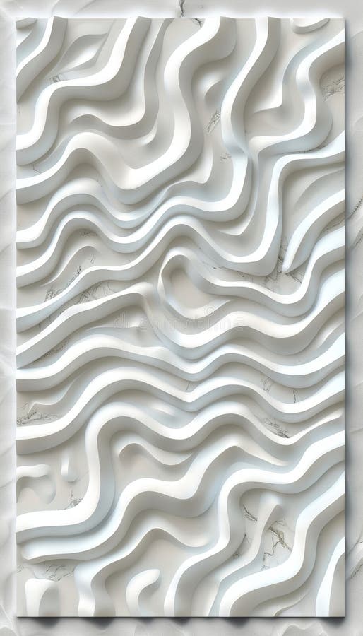 Abstract 3D Wavy Pattern on White Marble Background, Modern Minimalist ...