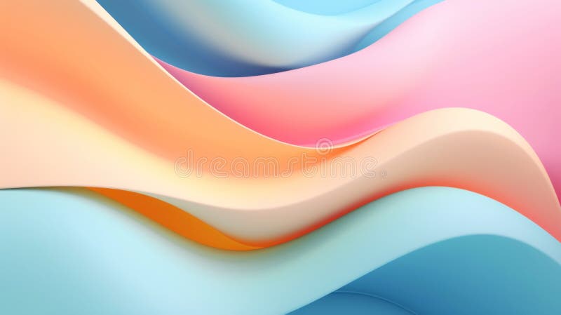 Abstract 3d Wavy Smooth Background. Multicolor Pastel Colour Palette ...