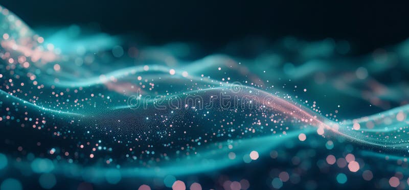 Abstract 3d Wavy Technology Science Connected with Dots Blue Background ...