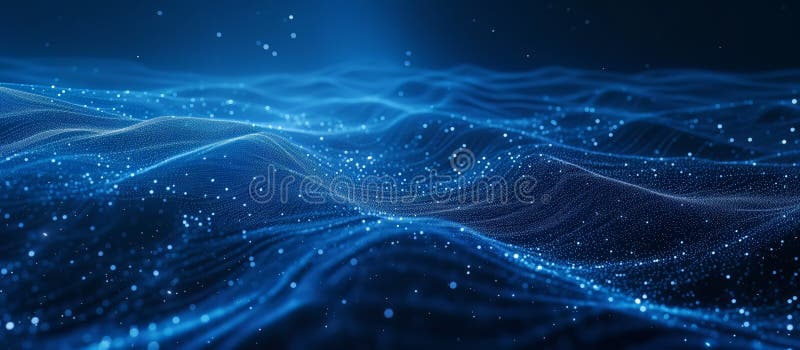 Abstract 3d Wavy Technology Science Connected with Dots Blue Background ...