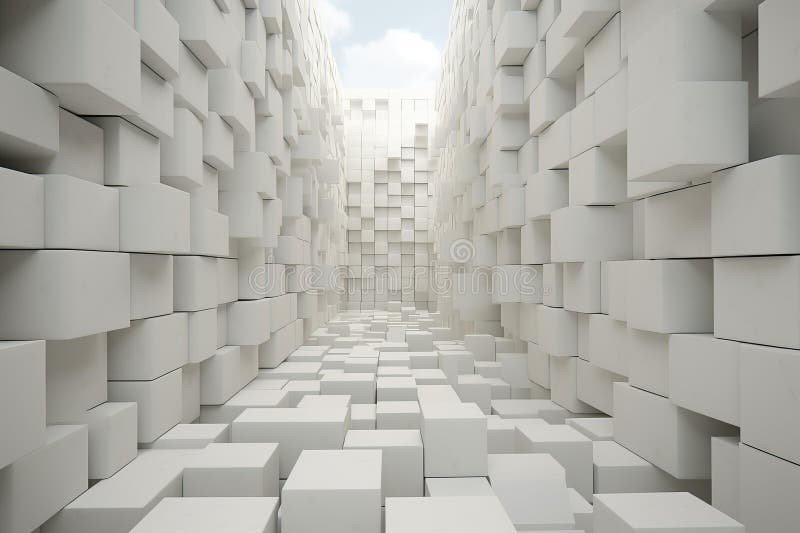 Abstract 3d White Cubic Structure Stock Image - Image of generated ...