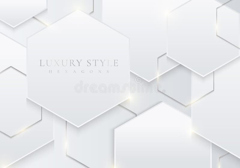 Abstract 3D White Geometric Hexagonal Overlapping Layered with Lighting ...