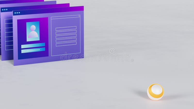 Abstract 3d Windows with User Interfaces. Business Concept 3d Render ...