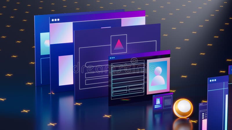 Stylized Web Pages and Interfaces. Business and Technology Theme 3d ...