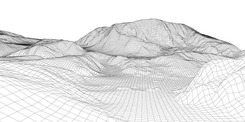 Abstract 3d Wire-frame Landscape. Blueprint Style Stock Vector ...