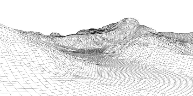 Abstract 3d Wire-frame Landscape. Blueprint Style Stock Vector ...