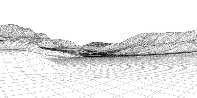 Abstract 3d Wire-frame Landscape. Blueprint Style Stock Vector ...