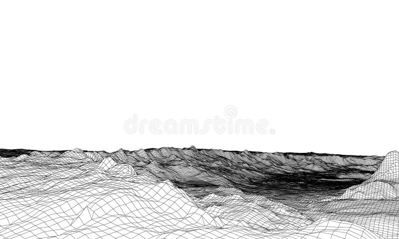 Abstract 3d Wire-frame Landscape. Blueprint Style Stock Vector ...
