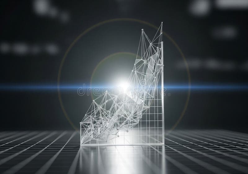Abstract 3D Wireframe Graph Showing Growth and Success Stock ...