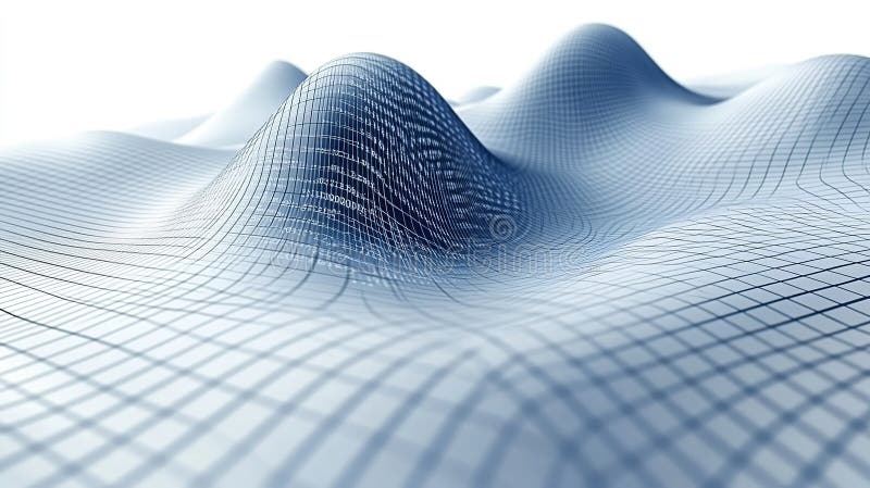 Abstract 3D Wireframe Landscape, Grid Pattern, Data Visualization ...