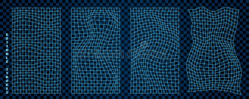 Abstract 3D Wireframe Mesh Grid Shapes with Wavy Patterns Stock Vector ...