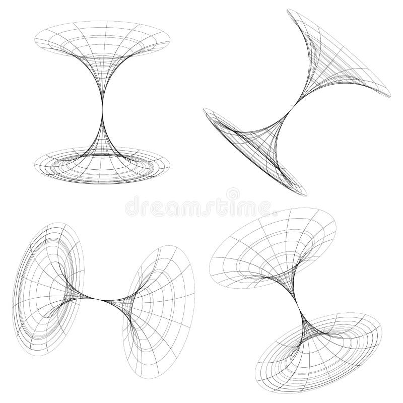 Abstract 3d Wireframe Objects. 3d, Spatial Shapes Set at 4 Angle Stock ...