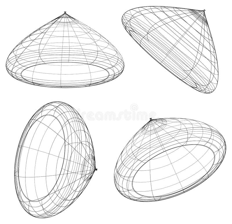 Abstract 3d Wireframe Objects. 3d, Spatial Shapes Set at 4 Angle Stock ...